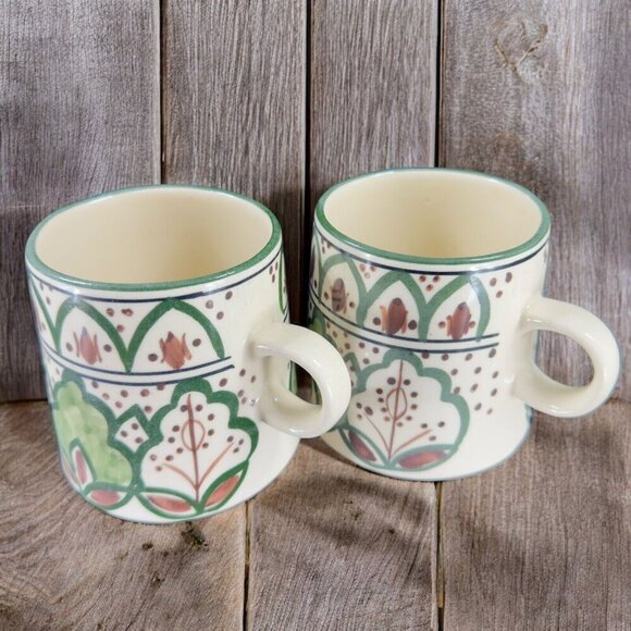 Mugs Cups | Accents | Botanical Bliss Stoneware Mug Cup Set 2 Ceramic ...